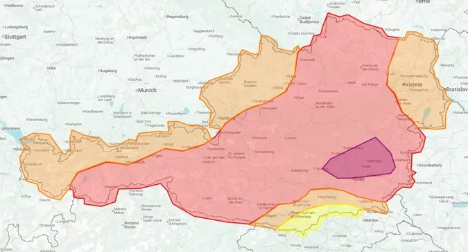 Superzellen und Hagel: Höchste Unwetterwarnung für Teile der Steiermark